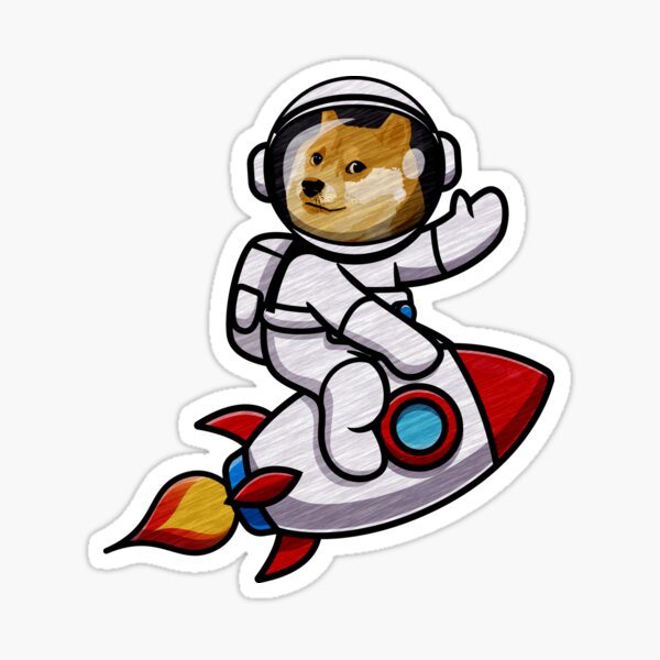 "Dogecoin To The Moon Rocket" Sticker for Sale by lamweixing | Redbubble