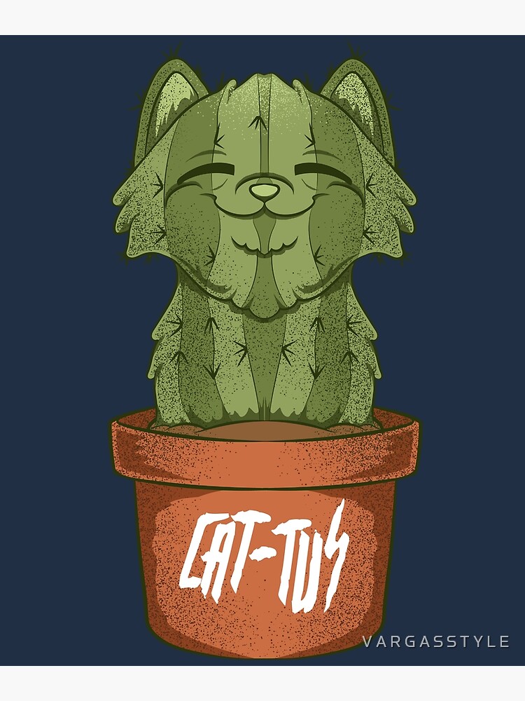 "cat tus kawaii cat and cactus cute and funny" Poster for Sale by ...