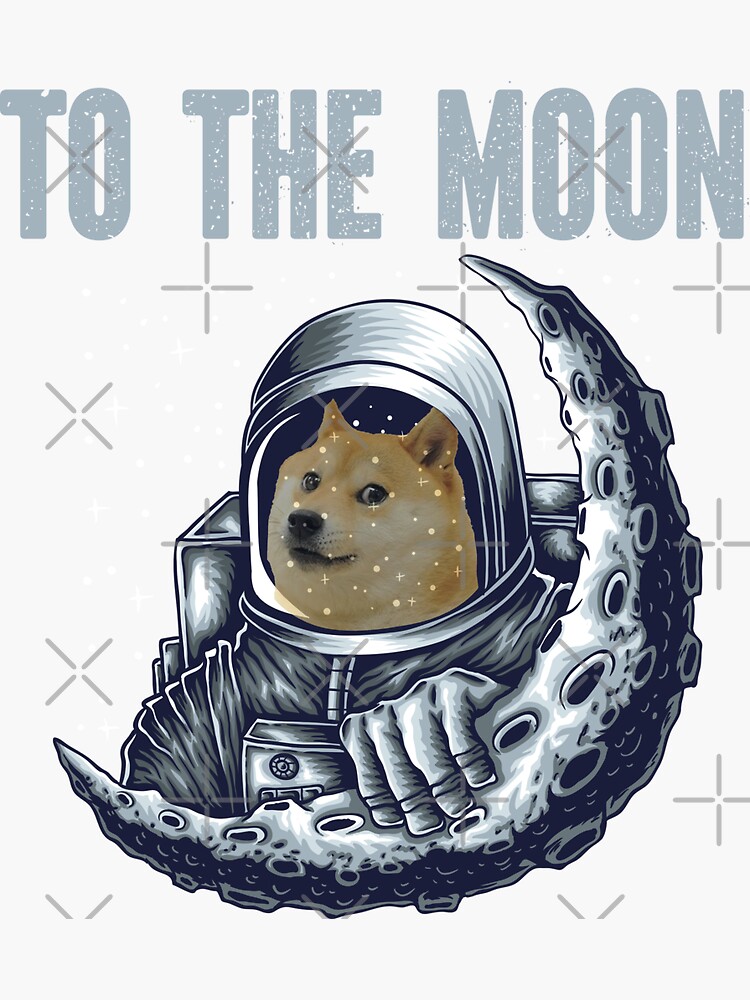"Doge to the moon, dogecoin, moon miner doge shiba inu" Sticker for ...