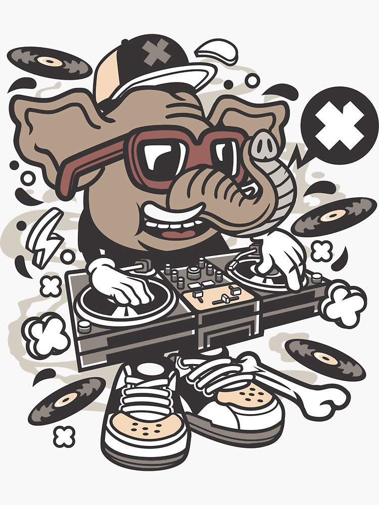 "Dj Elephant" Sticker for Sale by obviouslogic | Redbubble