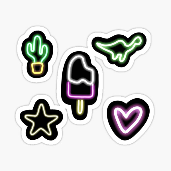 "5 pack neon sign led light stickers" Sticker for Sale by snehajindal ...