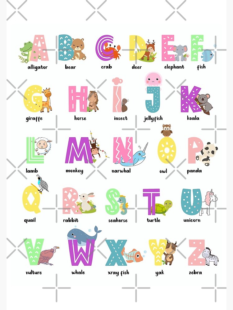 "alphabet animals poster for kids" Spiral Notebook by NiczDesign ...
