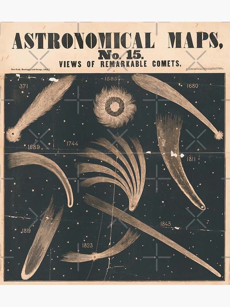 Vintage Comets Map 1846 | Vintage Astronomical Map Premium Matte ...