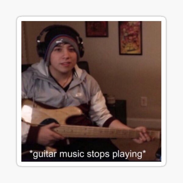 "quackity, "guitar music stops playing" meme" Sticker for Sale by ...