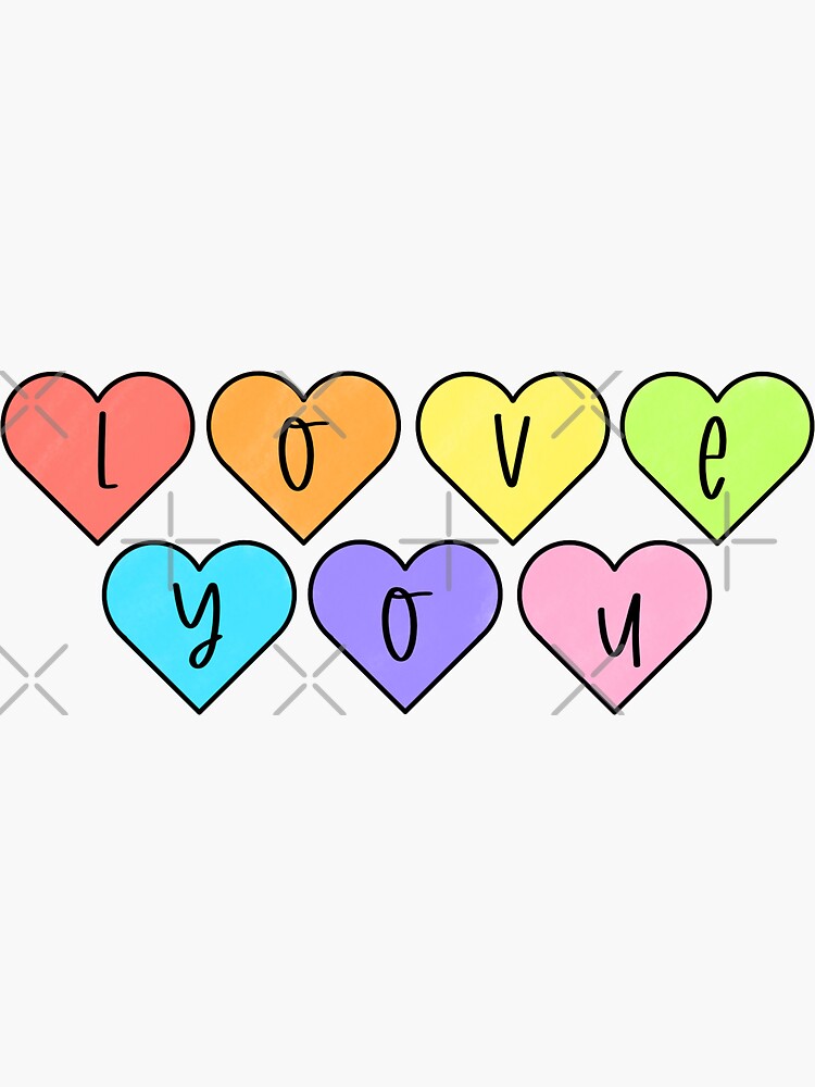 ""love you" hearts" Sticker for Sale by elliedoodles | Redbubble