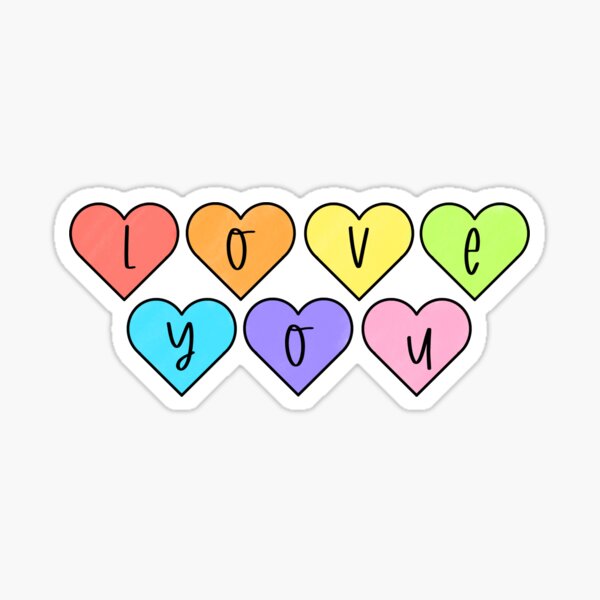 ""love you" hearts" Sticker for Sale by elliedoodles | Redbubble