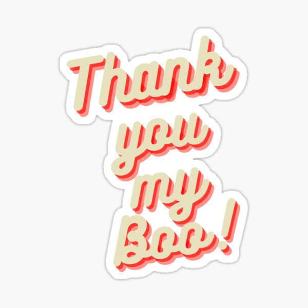 "Thank you my Boo" Sticker for Sale by softmilkjelly | Redbubble