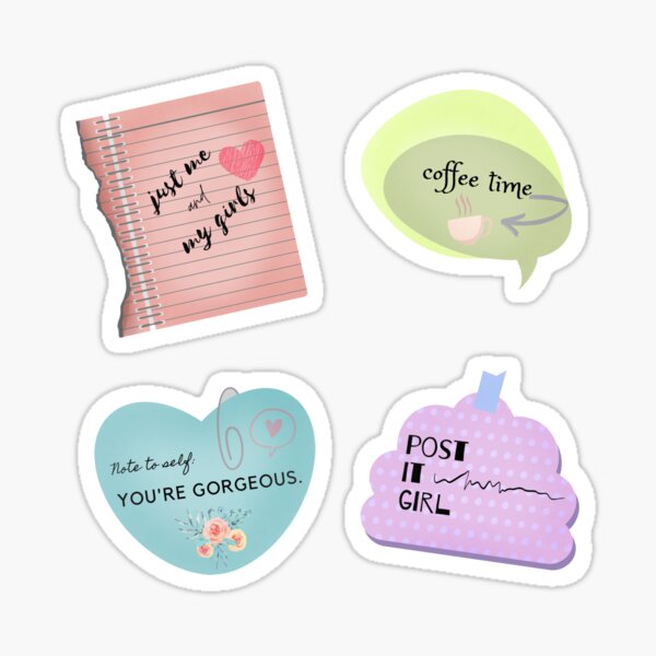 "just me and my girls, coffee time, note to self, post it girl" Sticker ...