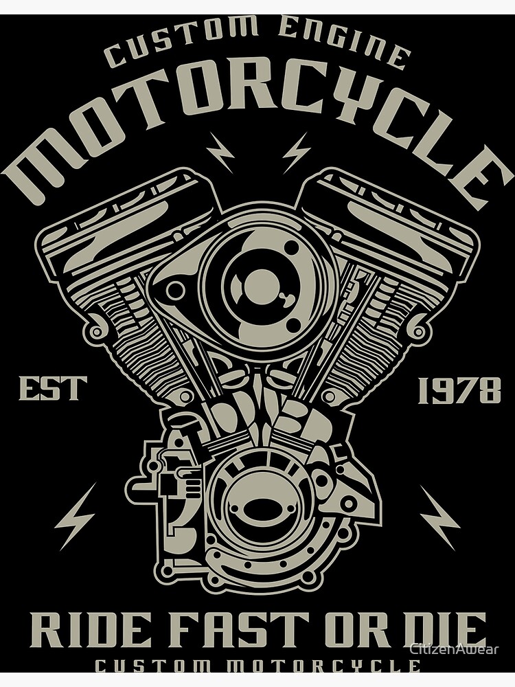 "Vintage Motorcycle: V Twin Engine" Poster by CitizenAwear | Redbubble