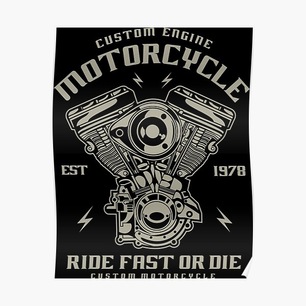 "Vintage Motorcycle: V Twin Engine" Poster by CitizenAwear | Redbubble