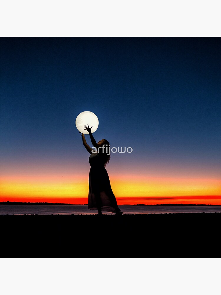 "Romantic Woman Catching the Moon & Sky Burns" Sticker for Sale by ...