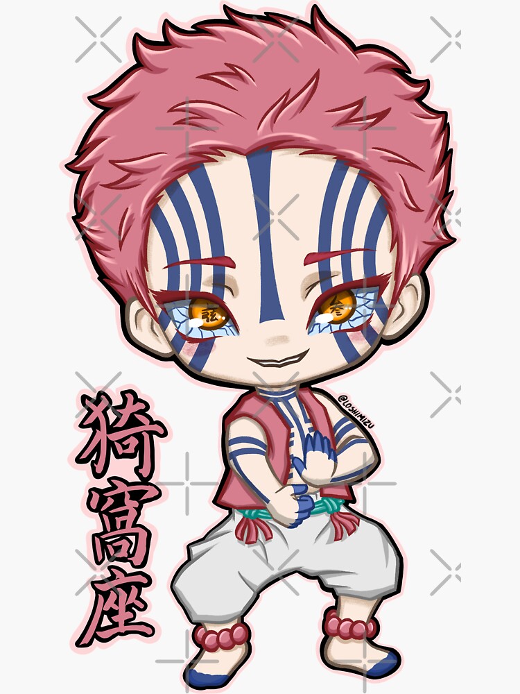 "Chibi Cute Akaza Demon Kimetsu no Yaiba" Sticker by LoShimizu | Redbubble