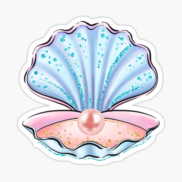 "Shell with a pink pearl" Sticker for Sale by RGJUN | Redbubble