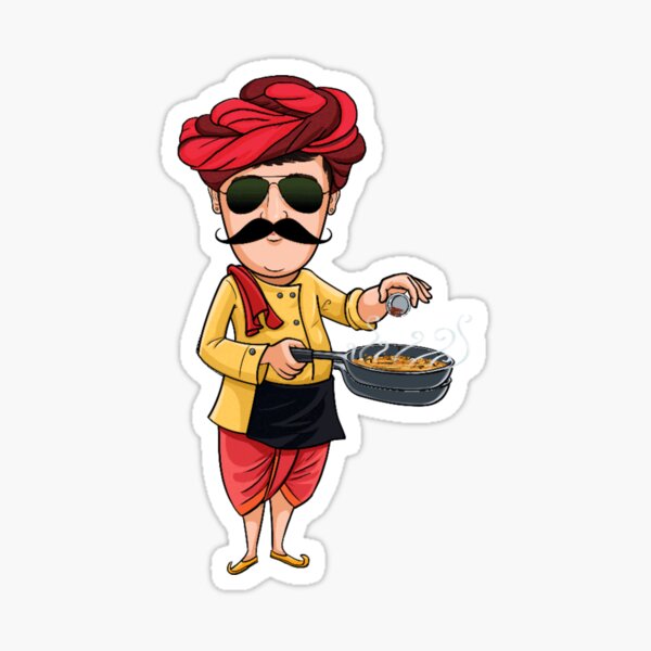 "Rajasthani Man Cooking" Sticker for Sale by Rangeelo | Redbubble