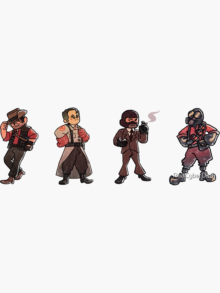 "TF2 sniper medic spy pyro stickers" Sticker for Sale by RadCyberDad ...