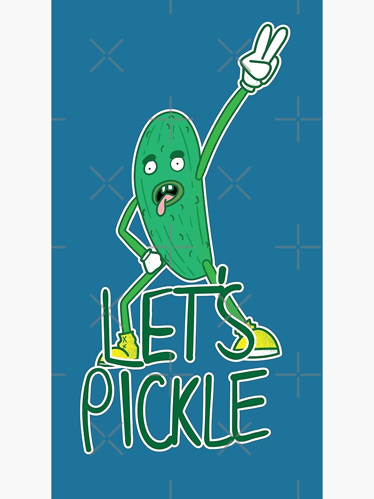 "Let's Pickle - Rock Out Pickle Man in Blue" Poster by vinniewhite | Redbubble