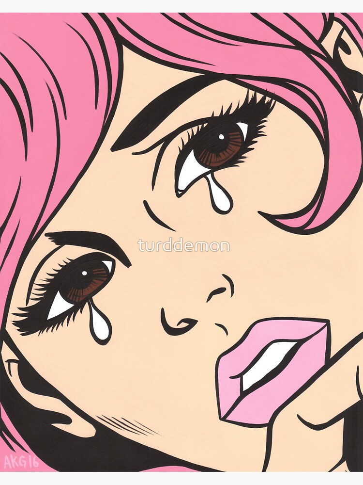 Pink Crying Comic Girl Sticker For Sale By Turddemon Redbubble