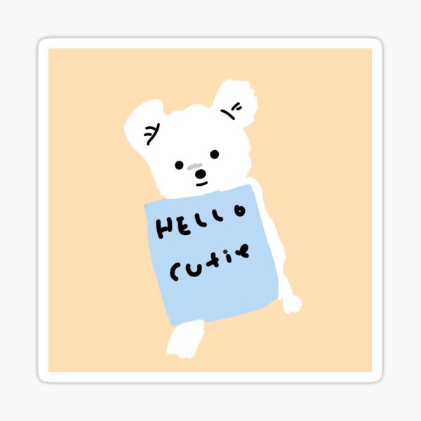 "Jumping hello cutie" Sticker for Sale by softmilkjelly | Redbubble