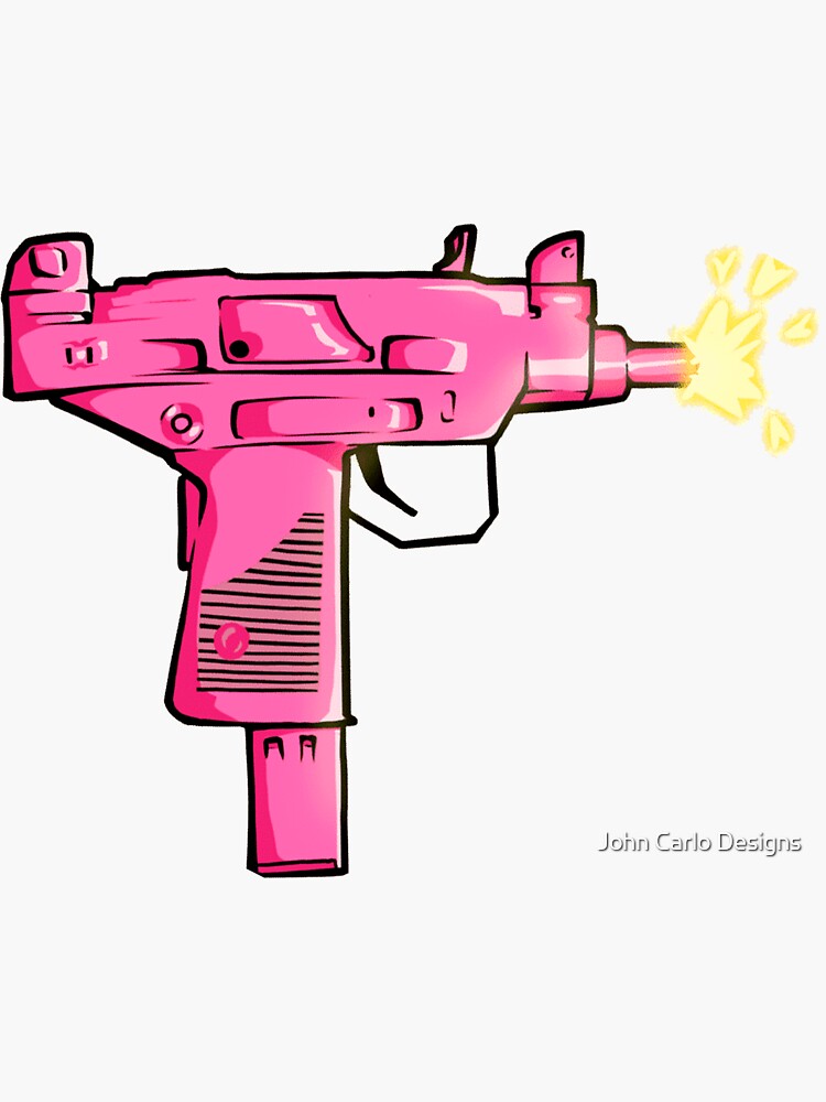 "PINK UZI art" Sticker for Sale by mdogxxx | Redbubble