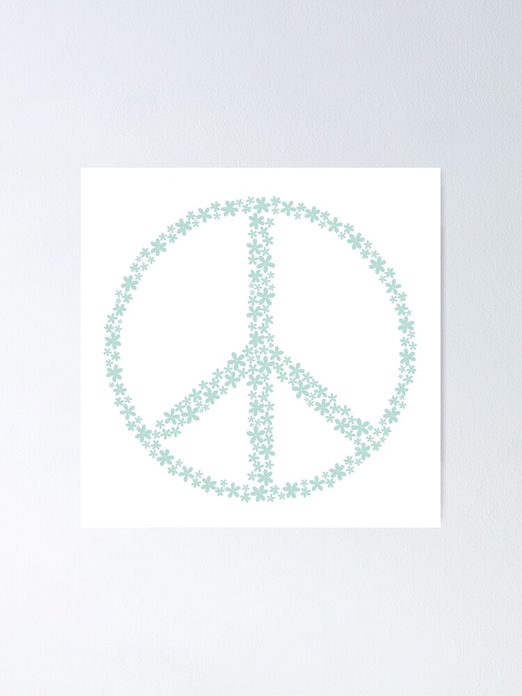 "Floral Peace Sign - Pastel Teal Green" Poster for Sale by ...