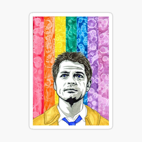 "Cas - rainbow flag -" Sticker by sinister-potato | Redbubble