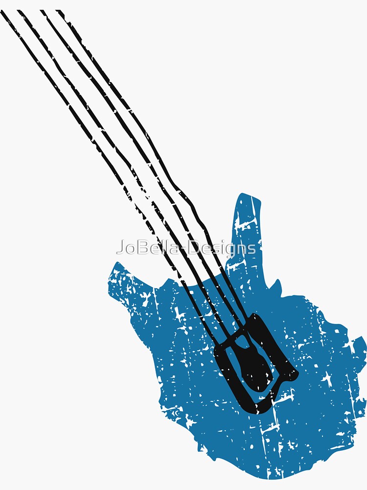 "Distressed Blue Electric Bass Guitar" Sticker for Sale by JoBella ...