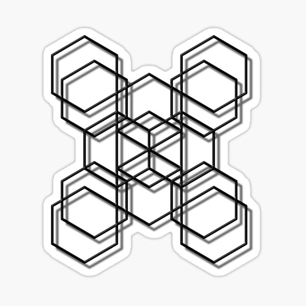 "Hexagon geometric web pattern with 3D feel in black with light grey ...