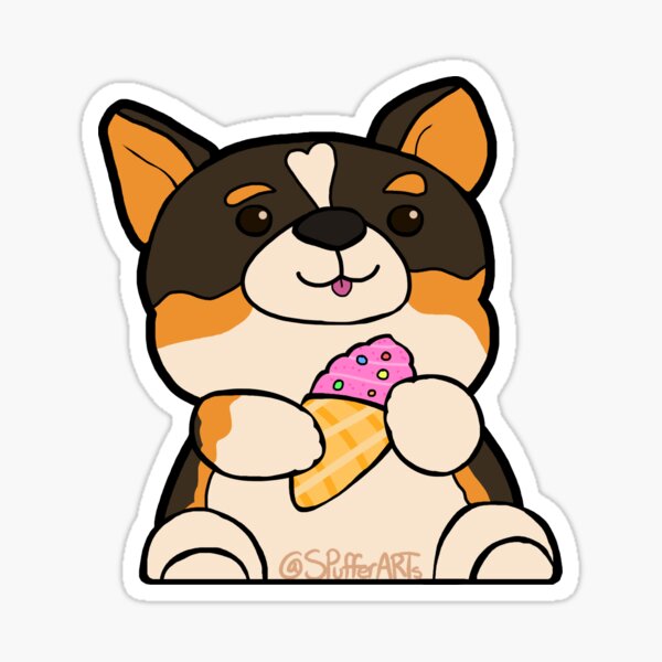 "Tri Color Corgi Ice Cream Plushie Toy" Sticker for Sale by SPufferART ...