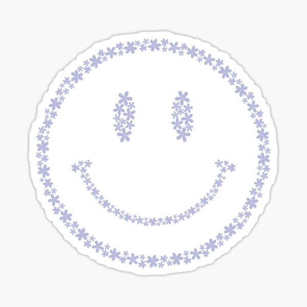 "Floral Smiley Face - Pastel Lilac Purple" Sticker by JuneNostalgia ...