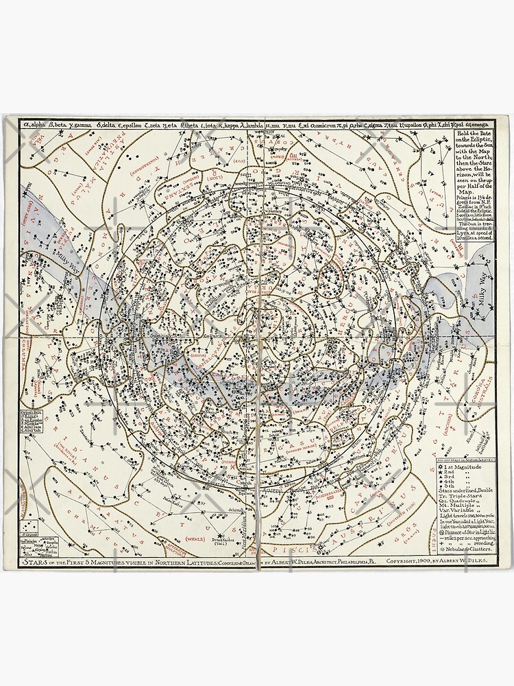Stars Map 1909 | Vintage Map Of Stars | Stars Of Northern Latitudes ...