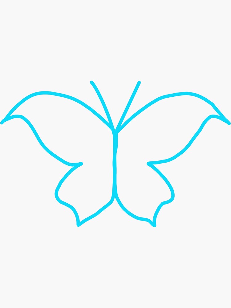"Light Blue Butterfly Outline (transparent background) " Sticker for ...