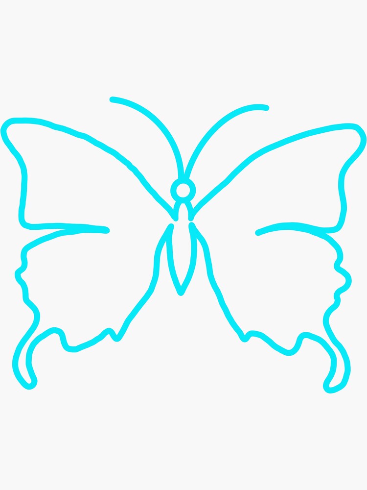 "Lite Blue Butterfly Outline (transparent background) " Sticker for ...
