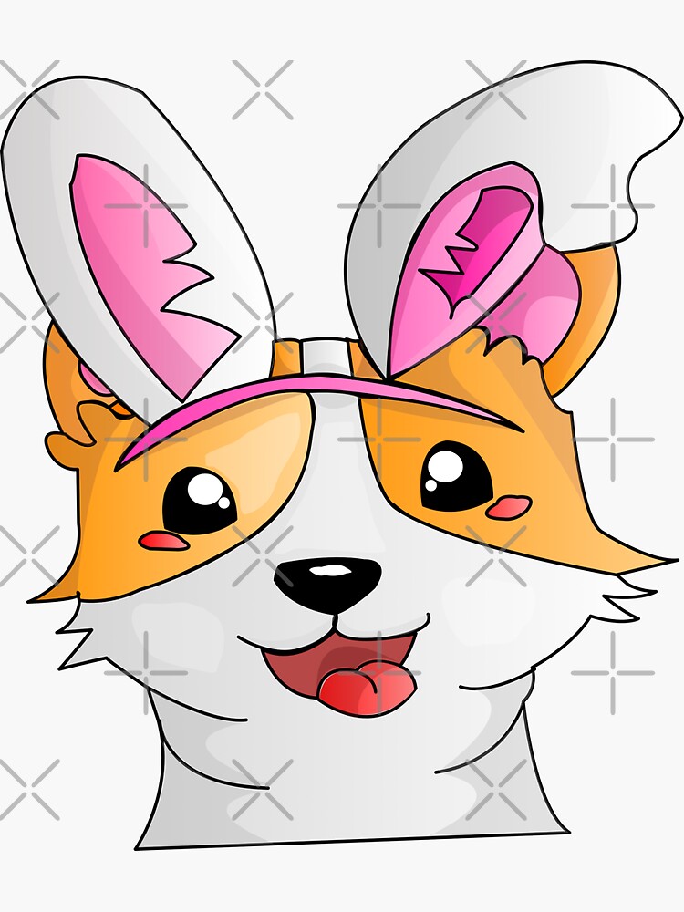 "Happy Easter Corgi Bunny Drawing Design" Sticker for Sale by ...