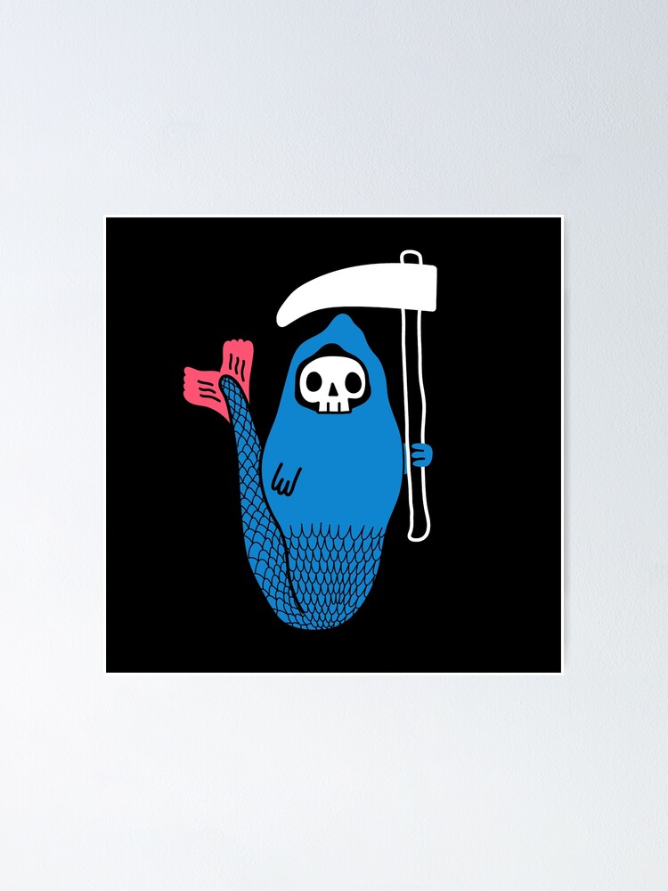 "Mermaid Death Skull" Poster for Sale by strymon-art | Redbubble