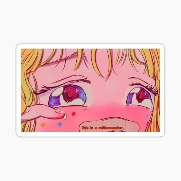 "anime girl crying" Sticker for Sale by Vicinartstore | Redbubble
