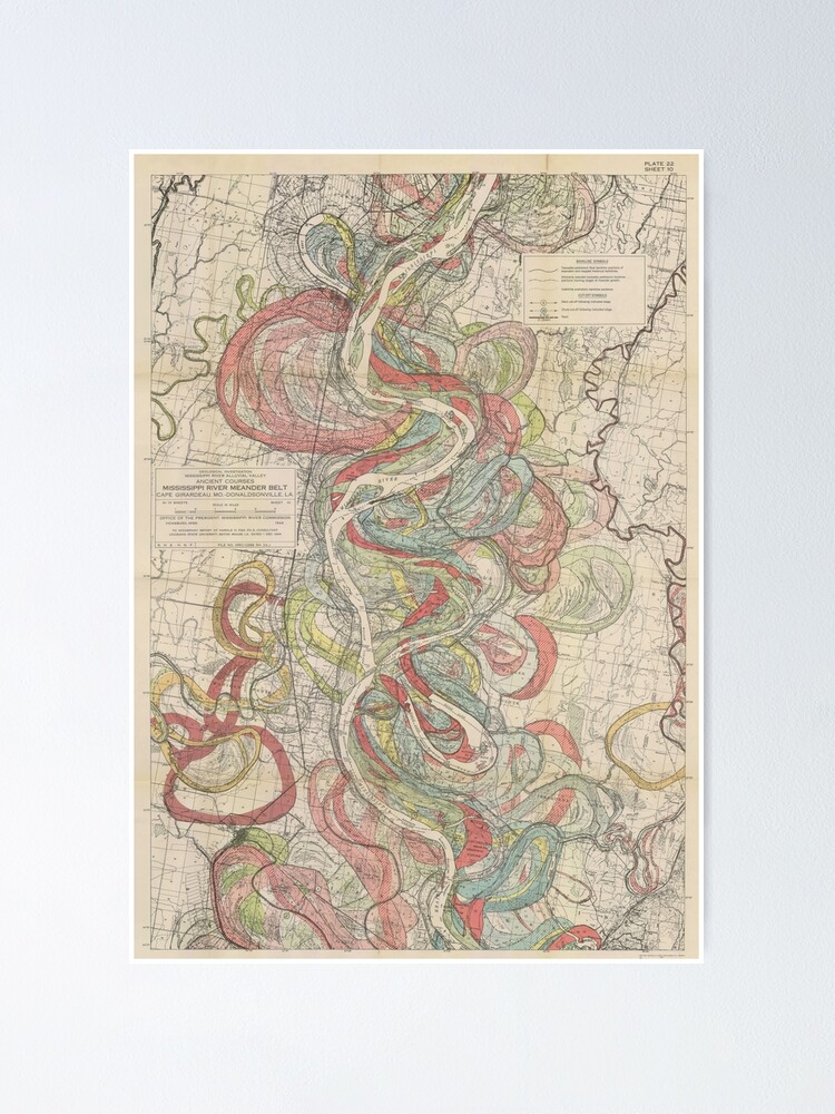 Póster «Harold Fisk, 1944 - Cursos antiguos: Cinturón de meandros del ...