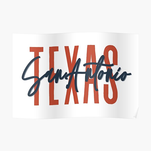 "San Antonio Texas // Script Design // State Flag Colors" Poster for ...