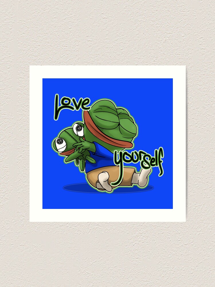 Lámina artística «Peepo Pepe frog hugging frog doll: Ámate a ti mismo ...
