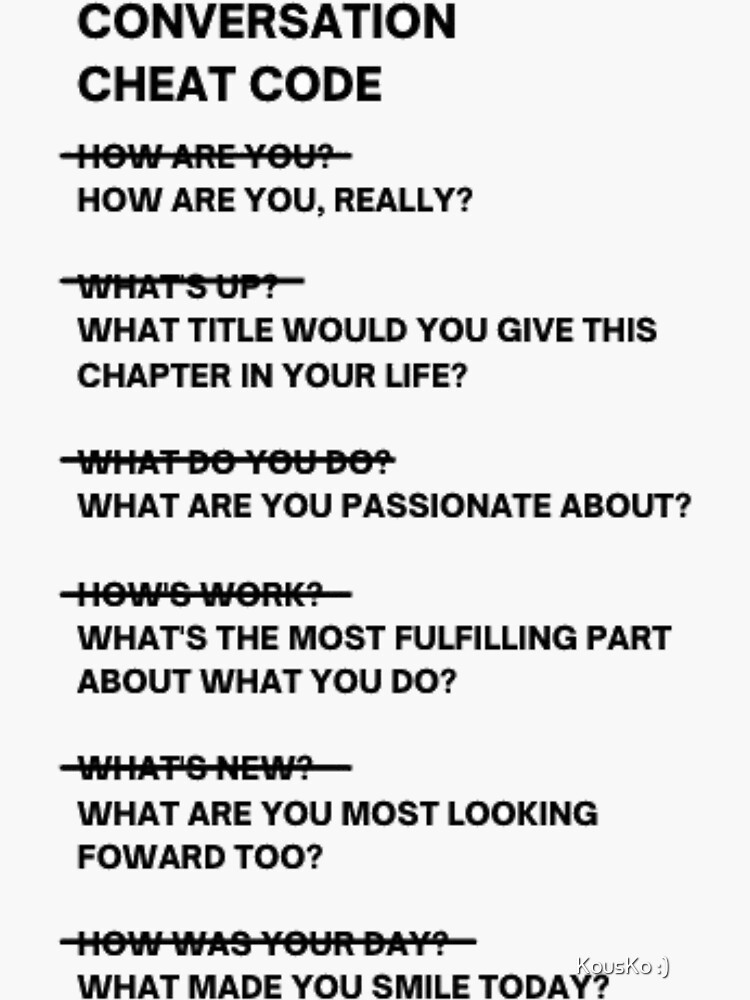 "Conversation Cheat Code" Sticker for Sale by akosuahans | Redbubble