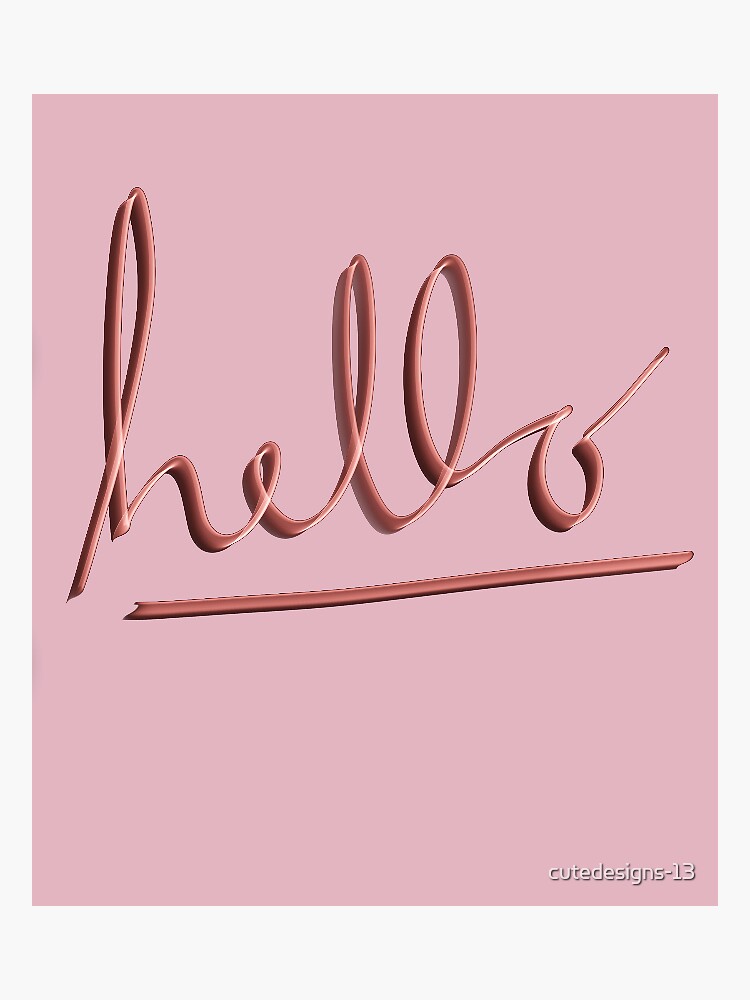 "Cute pink calligraphy hello stickers" Sticker for Sale by cutedesigns ...