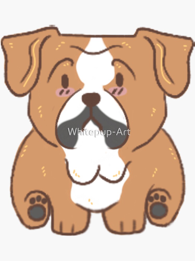 "Red and white English Bulldog Chibi Stickers&Magnets" Sticker for Sale ...