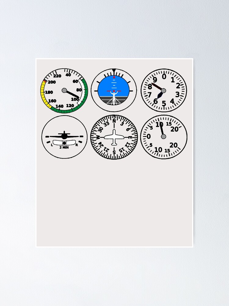 "Basic Six Flight Instruments six pack pilot Flight Instruments gift ...