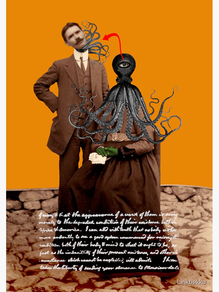 "Octopus Married Couple Vintage Orange with Text and Stones" Sticker by ...