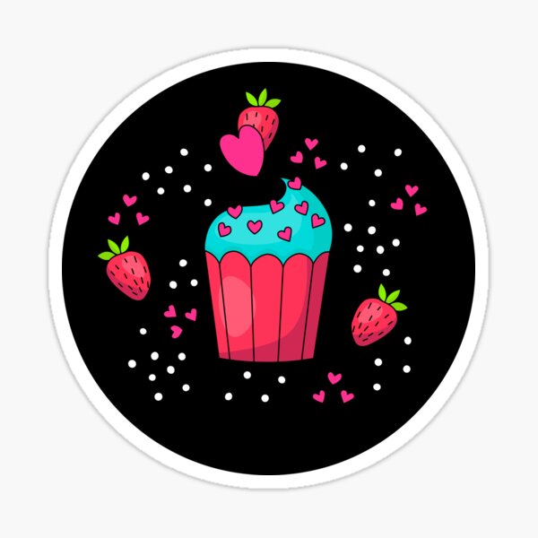 "Cupcake and hearts " Sticker for Sale by KrapOlga | Redbubble