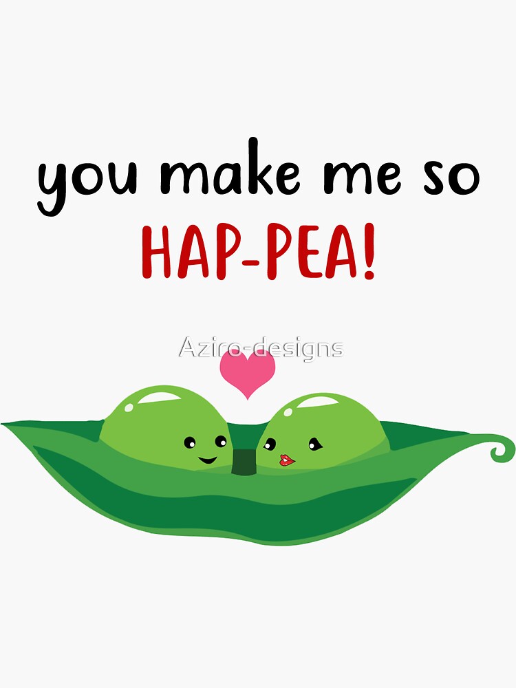 "Cute happy pea pods together couple food pun together" Sticker for ...