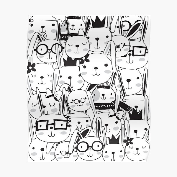 "Cute Cartoon Animals So Many Bunny Rabbits" Poster by peacockcards ...