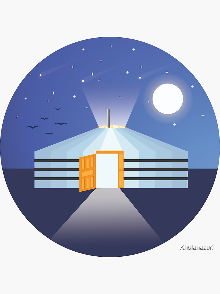 "Mongolian yurt night" Sticker for Sale by Khulanasuri | Redbubble