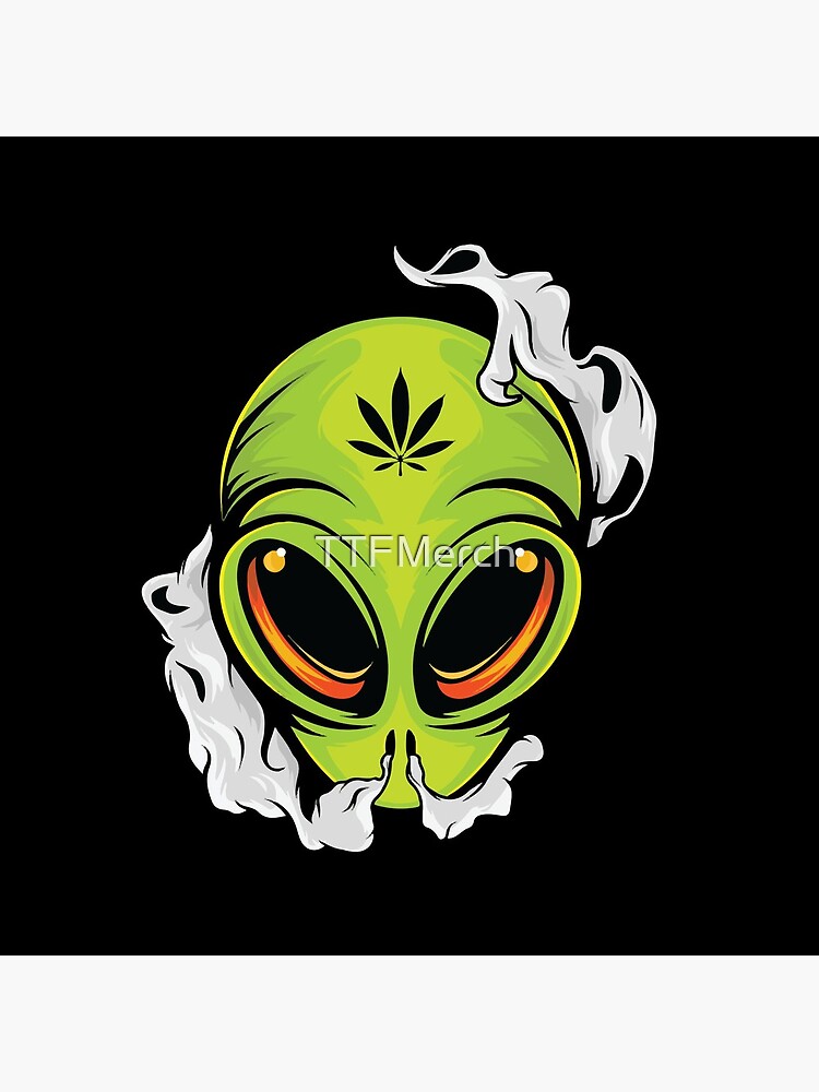 "Smoking Alien Cannabis Leaf Weed Smoker Gift" Acrylic Block by ...