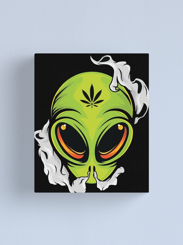 "Smoking Alien Cannabis Leaf Weed Smoker Gift" Canvas Print for Sale by ...