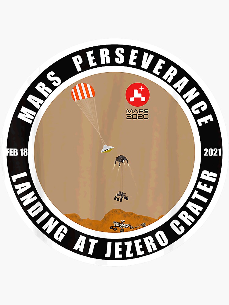 "Mars Perseverance 2020 Rover Landing Jezero Crater" Sticker for Sale ...